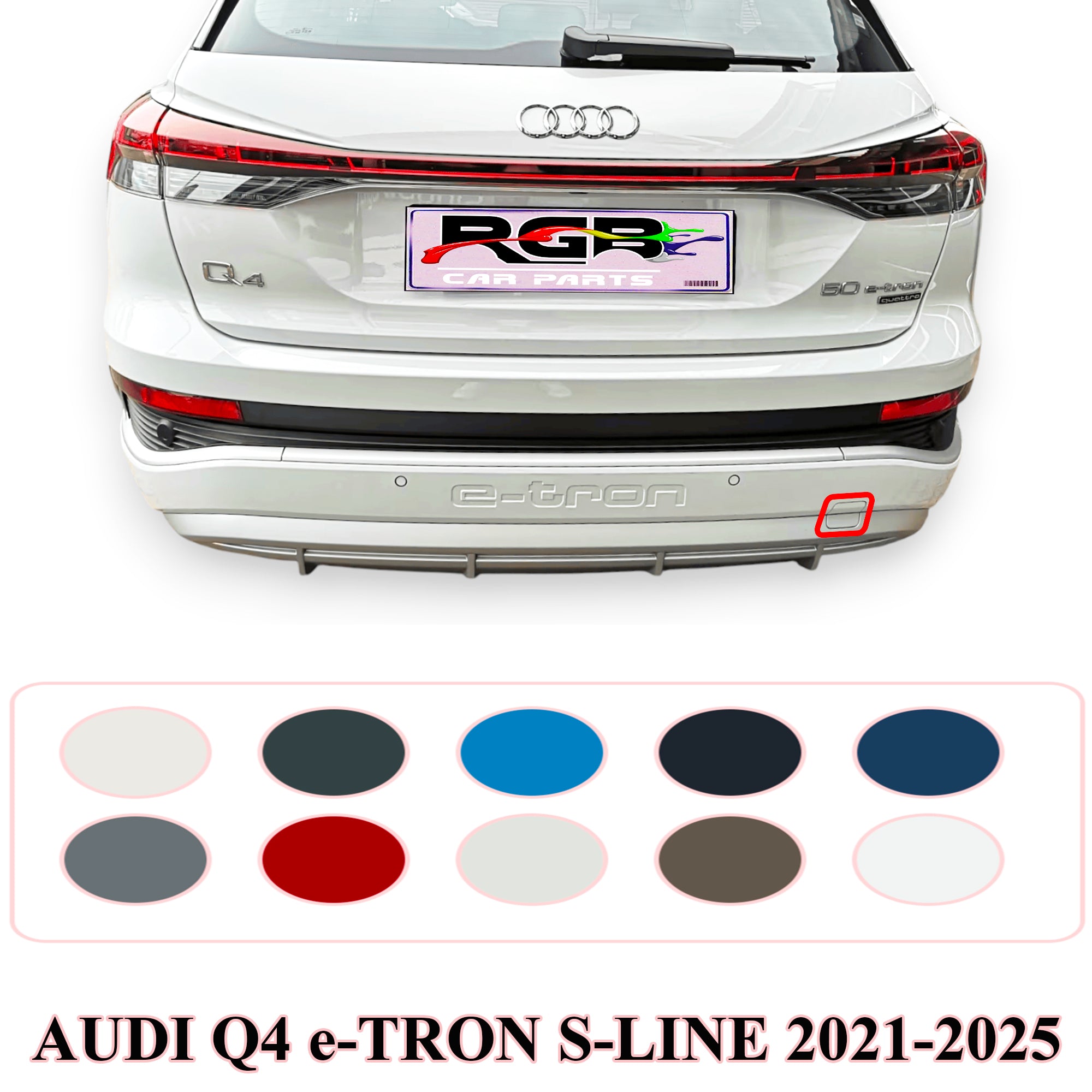 Audi Q4 e-Tron S-Line Painted Rear Bumper Tow Hook Cover For 2021-2025 ...